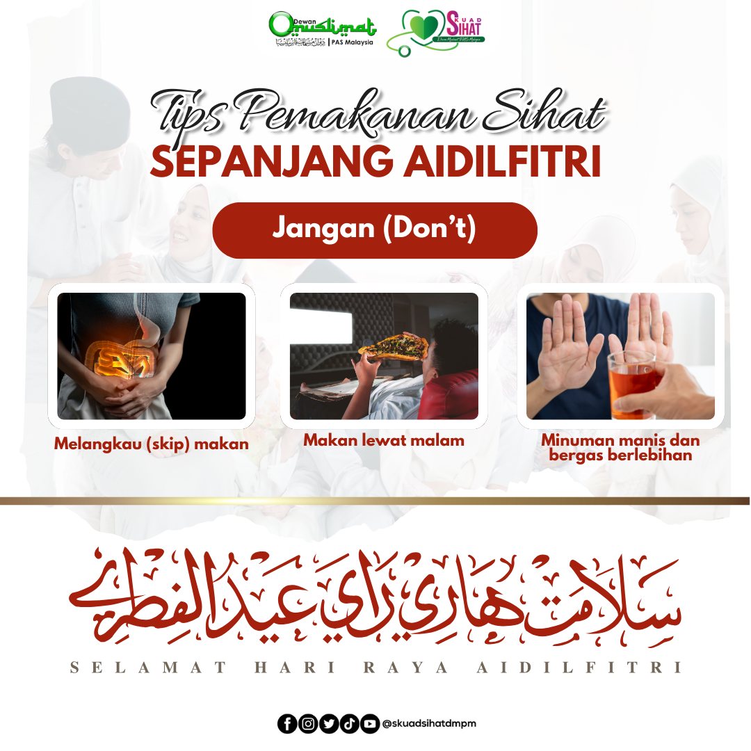 Tips pemakanan sihat sepanjang Aidilfitri